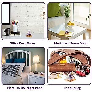 Orgone Pyramid - Orgonite Healing Amethyst Crystal Sphere with Reiki Obsidian Protection Handmade Pyramids Valentines Day Gift Home Office Decor Positive Energy for Balancing (Amethyst+Tree Of Life)