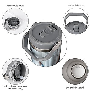 30oz Stainless Steel Insulated Tumbler with Flip Lid & Straw, Leakproof Travel Mug for Car, Blue Eyes Cat Double Wall Vacuum Thermal Coffee Cup with Handle, Spill-Proof Design for Hot/Cold Drinks