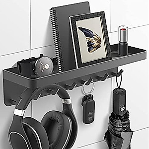 VIAV Key Holder for Wall ,Key Racks with 7 Hooks for Mail Organizer- Wall Mounted Easy Installation Metal Key Hanger for Home Entryway Decor,Hallway,Office (Black)