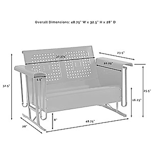 Crosley Furniture CO1024-TU Bates Retro Metal Outdoor Loveseat Glider, Turquoise Gloss