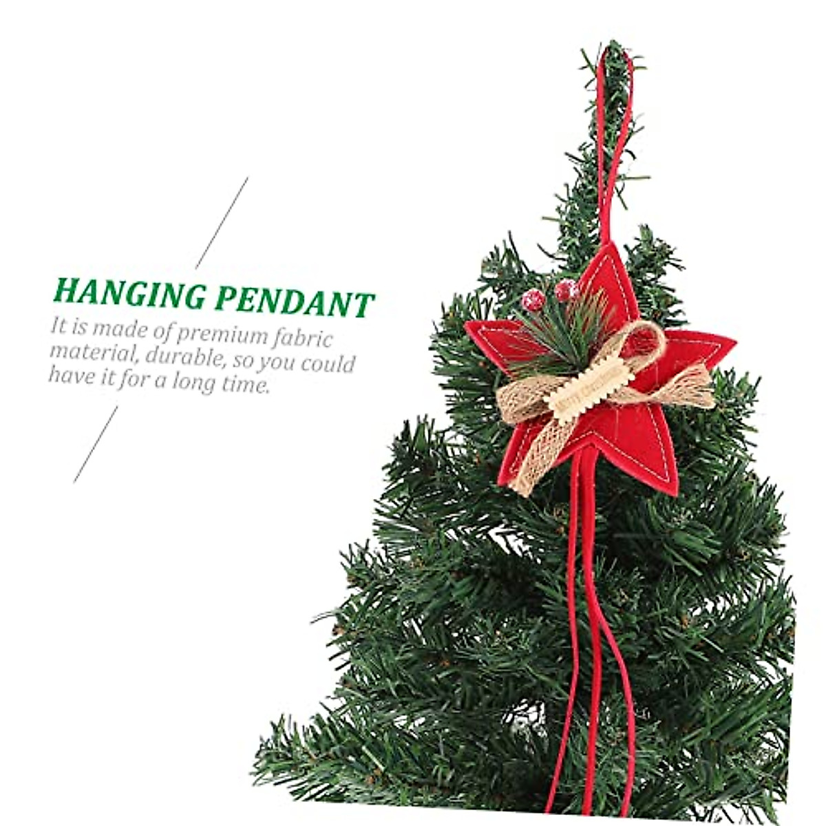 HOOTNEE Christmas Bell Ornament Felt Stars for Crafts Office Pine Tree Decor Pine Wood Country Decor red Felt 1Pc