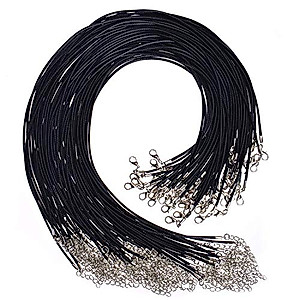PAXCOO 4336827944 100Pcs Black Waxed Cord with Clasp Bulk for Bracelet Necklace and Jewelry Making (20 Inches)