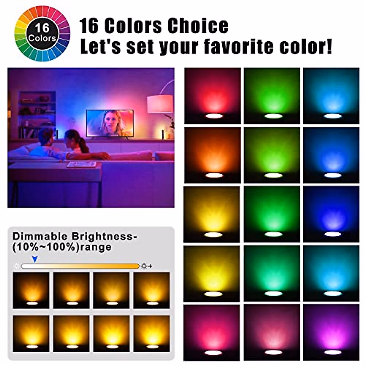 MFOX Battery Lights Under Cabinet Lighting, Puck Lights with 2 Remote Control 6 Pack and LED Color Changing Wireless Ceiling Light with Timer, Dimmable Closet Lights, Led Lights for Bedroom.