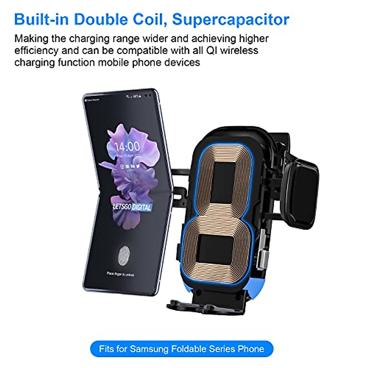 Wireless Car Charger Phone Holder Mount, Electromagnetic Sense Auto Clamping Holder Air Vent Car Charging Compatible with iPhone 14 13 12(Pro/Pro Max/Plus/Mini) Samsung Galaxy S23 S22 S21 Z Flip,etc