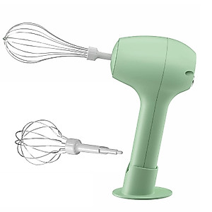 MOSHOU Cordless Hand Mixer, 3 Speed Electric Whisk USB Rechargeable Handheld Electric Mixer, 304 Stainless Steel Beaters & Whisk, for Lattes, Butter, Cakes,Egg, Milk, Cookies (Green)