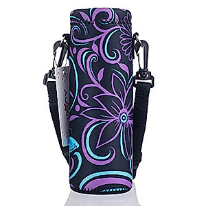 AUPET Water Bottle Carrier,Insulated Neoprene Water Bottle Holder Bag Case Pouch Cover 1000ML or 750ML,Adjustable Shoulder Strap, Great for Stainless Steel and Plastic Bottles