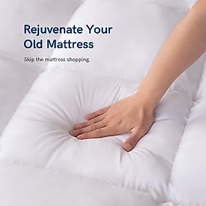 ELEMUSE Cooling Twin XL Mattress Topper for College Dorm, Thick Extra Long Twin Mattress Pad Cover, Plush Breathable Pillowtop with 8-21 Inch Deep Pocket, Overfilled 3D Snow Down Alternative Filling