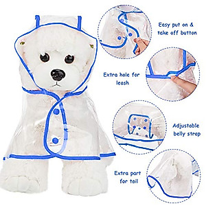 2 Pieces Pet Dog Raincoat Clear Pet Waterproof Clothes Hooded Rain Jacket Plastic Puppy Rain Poncho Pet Rainwear for Small Medium Dog (Blue and Green,S)