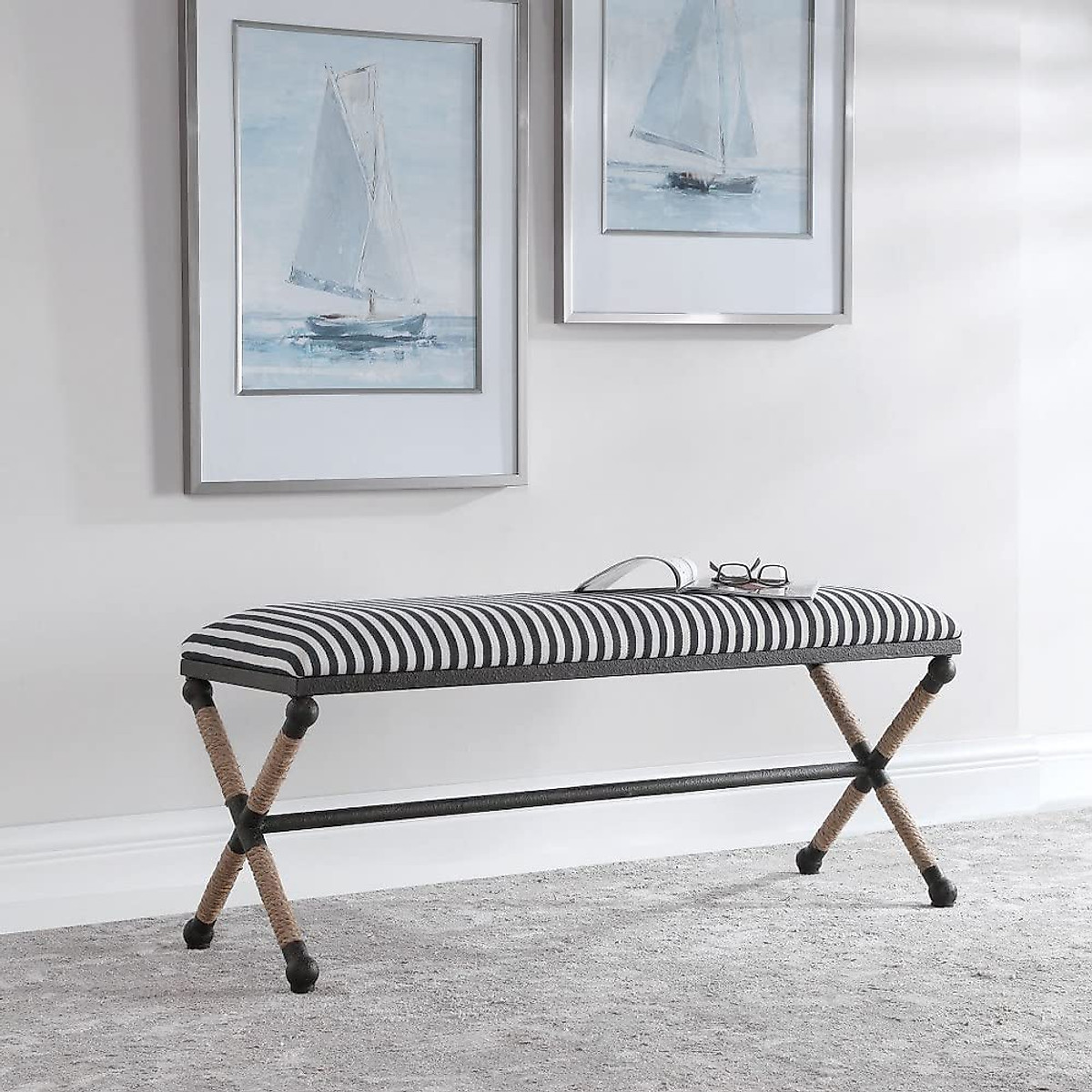 Uttermost Braddock - 47.5 inch Striped Bench