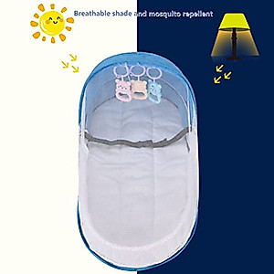 Baby Travel Cot, Portable Travel Cot Baby with Mosquito Net and Toys, Collapsible Baby Cot Foldable Carrycot Baby Bed Cot Travel Cot Baby Bed for Newborn Children (Gray)