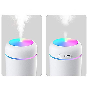 Colorful Cool Mini Humidifier, USB Personal Desktop Humidifier for Bedroom,Office Room, Car,etc. Auto Shut-Off, 2 Mist Modes, Super Quiet. (White)