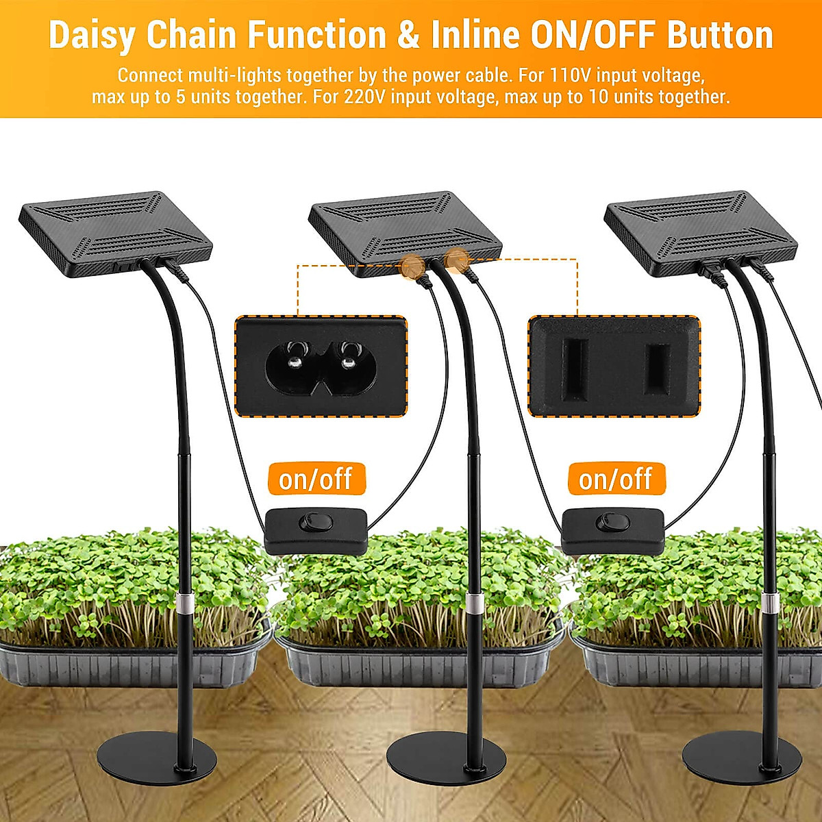 FECiDA Desk Grow Lights for Indoor Plants, Table Top Grow Light UV-IR Full Spectrum, 2000 Lumen LED Bonsai Houseplant Growing Lamp with On/Off Switch, 16"-24" Height Adjustable