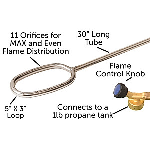 Flame King Propane Fire Starter Torch works with 1lb Propane Tanks for Firepits, Charcoal Grills, Wood Oven