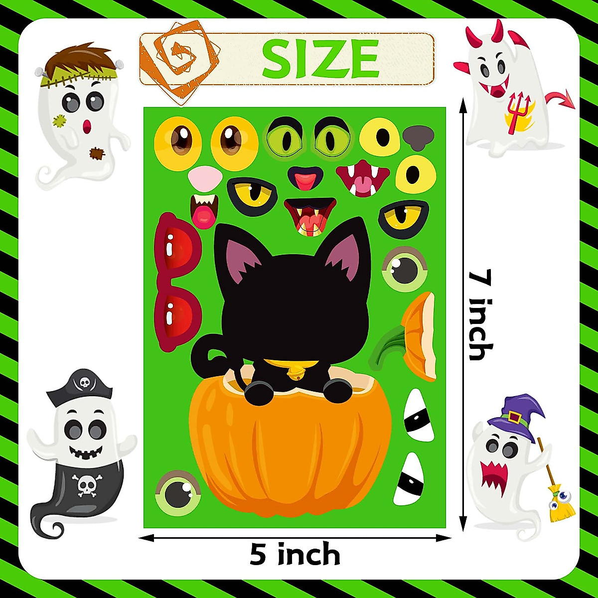 Halloween Stickers for Kids 32PCS Halloween Games for Kids Halloween Make a Face Stickers Jack-O-Lantern Sticker Cute Halloween Stickers Halloween Arts and Crafts for Kids