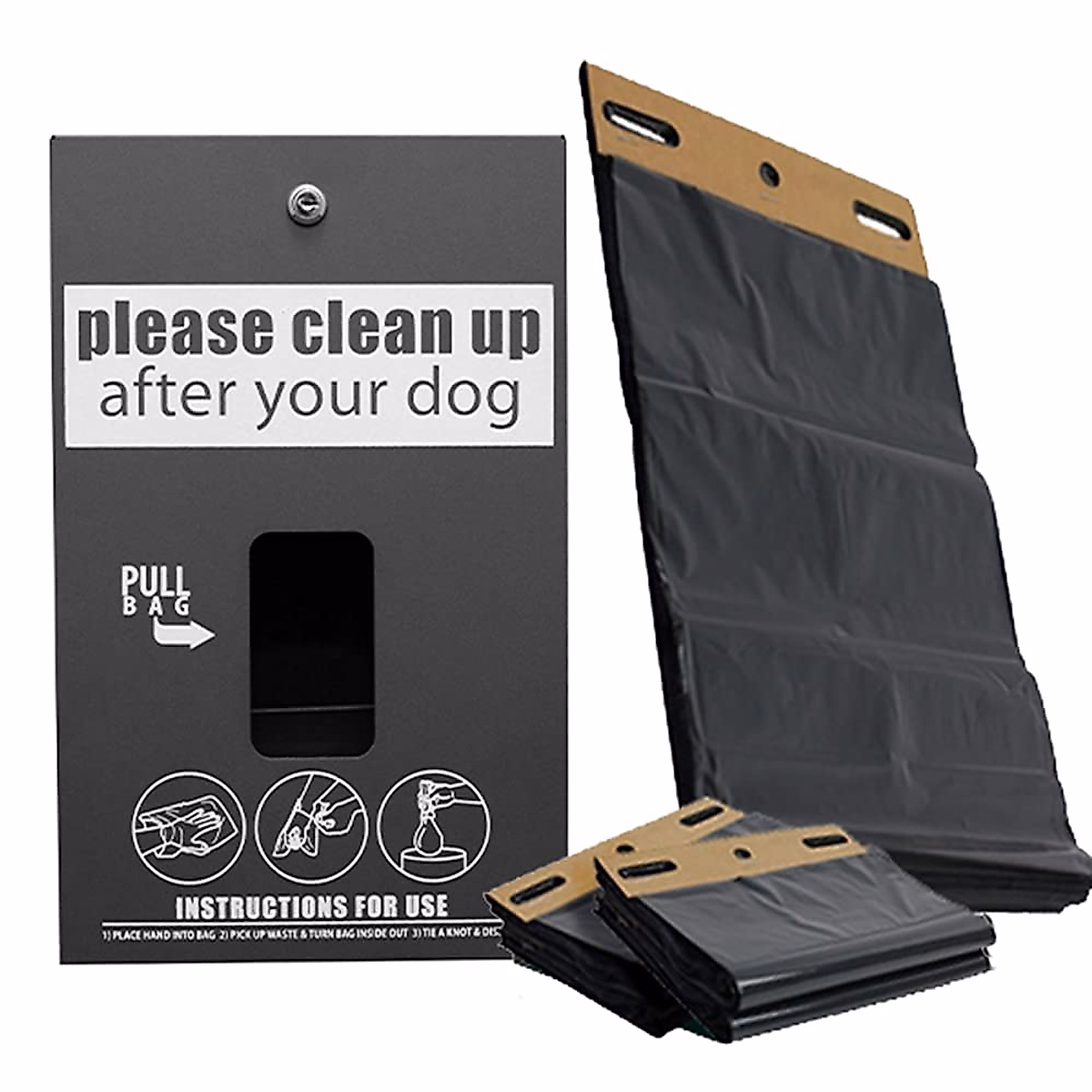 ZERO WASTE USA Standard Low Profile Dog Waste Station/MittN Bag System, Matte Black, 10 Gallon Capacity, Aluminum Material