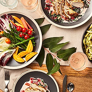 Stone Lain 16-Piece Stoneware Dinnerware, 2-Tone, Speckles, Dark Gray and Cream, 16 Piece Set