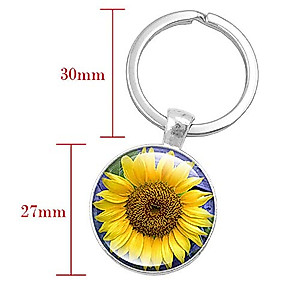 Sunflower Gem Metal Key Holder, Keychain,Key Ring, Key Chains,Cell Phone Chain,Bag Pendant Car Accessory