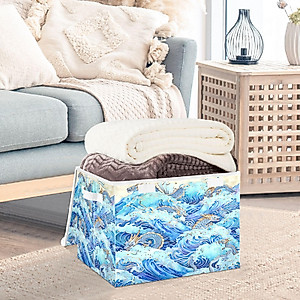 YETTASBIN Chinese Dragon Storage Basket with Lid and Handles, Large Collapsible Fabric Storage Bins Sturdy Storage Organizer for Shelves, Closet, Bedroom, School, Office, Home Decor