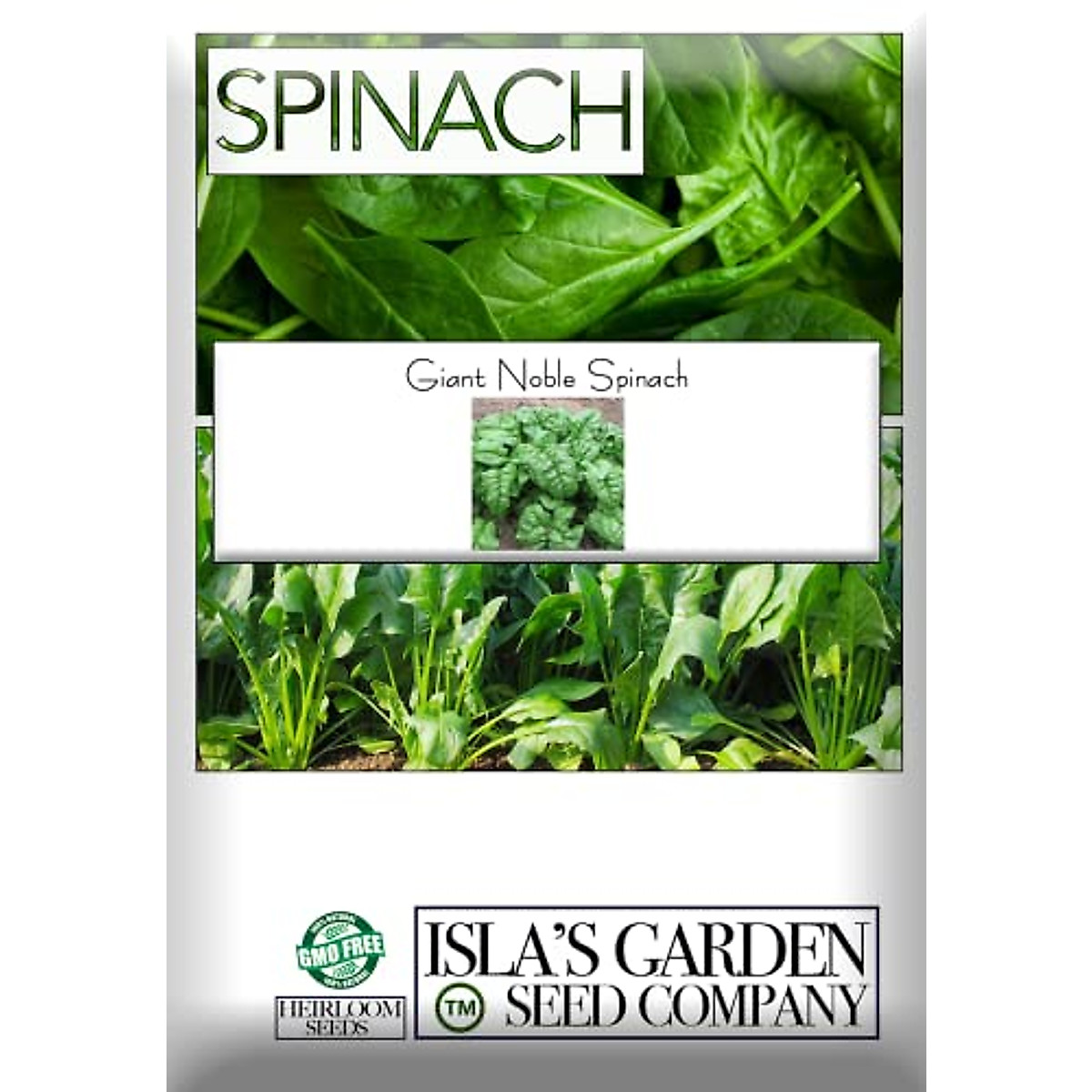 Giant Noble Spinach Seeds for Planting, 100+ Heirloom Seeds Per Packet, (Isla's Garden Seeds), Non GMO Seeds, Botanical Name: Spinacia oleracea, Great Home Garden Gift