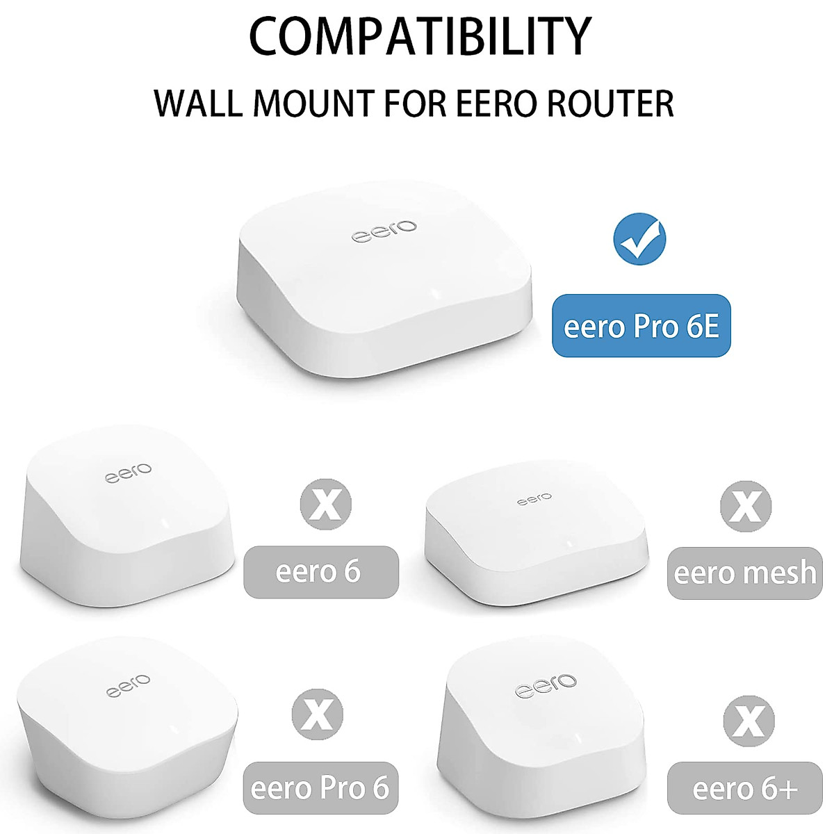 Huafly Screwless Wall Mount Bracket for Eero Pro 6E WiFi, VHB Stick On Holder, Strong Adhesive Holder, No Tools No Drilling No Hole (1pcs)