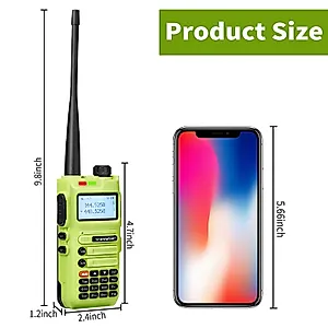Wanneton UV5F ham Radio Handheld Dual Band Two Way Radio Rechargeable Walkie Talkies with One-Key decoding Copy Frequency and Super Bright Flashlight and Large Battery