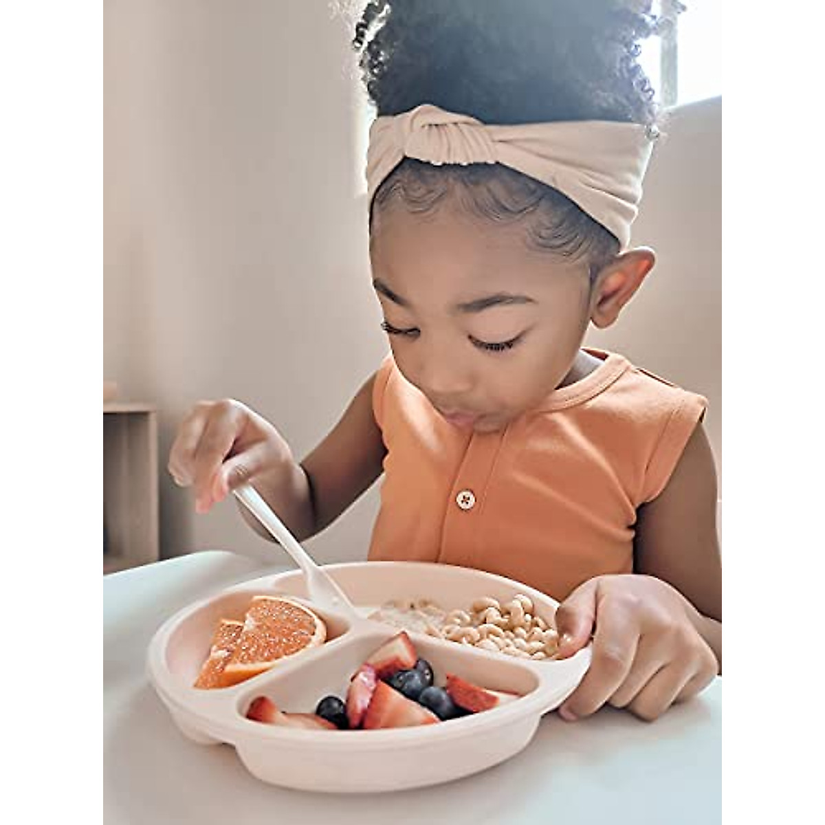 Ullabelle Silicone Plates for Kids & Toddlers | 3 Pc Set | Skid Proof & Unbreakable | Divided Baby Plates | BPA Free, Non-Toxic | Dishwasher & Microwave Friendly | Kids Plates with Dividers (Pink)