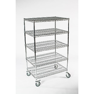 Omega Shelving Storage | 5 Tier Truck Shelving Unit 18" Deep x 36" Wide x 80" High- 1200 lb Capacity per Shelf, Adjustable Wire Shelving, Tool-Free Assembly |Chrome Garage Shelving