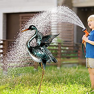 chisheen Crane Garden Statue Sculpture, Metal Heron Outdoor Decor, Yard Art Bird Decoy for Backyard Pond Patio Porch Lawn Decorations