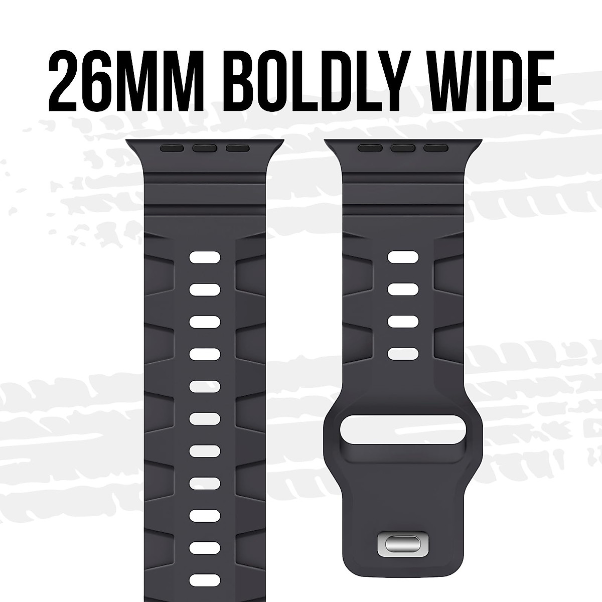 Suitisbest Sport Bands Compatible for Apple Watch Ultra & Apple Watch 2, Ultra Wide Silicone Wristband Waterproof Strap for iWatch Series 9, 8, 7, 6, 5, 4, SE (49mm, 45mm, 44mm, 42mm) for Men