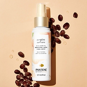 Pantene Heat Protectant Spray with Jojoba Oil for Curly Hair, Nutrient Blends Moisture Lock Curl Mist, Sulfate Free, 3.2 fl oz Twin Pack