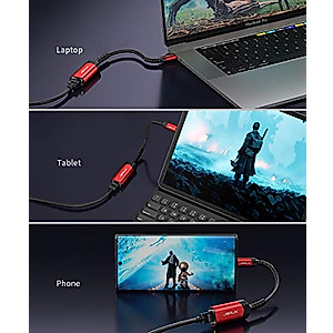 USB C to Ethernet Adapter, JSAUX USB-C to RJ45 Thunderbolt 3/Type C to Gigabit Ethernet LAN Network Adapter Compatible with iPad Pro 2021, iMac, MacBook Pro 2020/2019, MacBook Air, Dell and More-Red