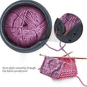 Joyeee Handmade Yarn Bowl, 6'' Crafted Wooden Yarn Storage Bowl with Carved Holes & Drills Holes Crocheting Knitting Bowl Yarn Holder Gift for Knitting Crochet Enthusiasts