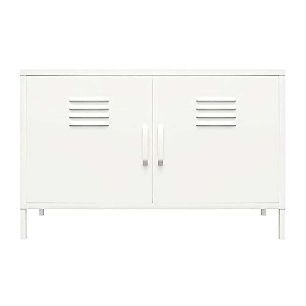 REALROOMS Shadwick 2 Door Wide Metal Locker Accent Storage Cabinet, Soft White