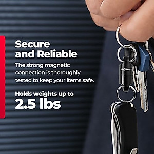 KeySmart MagConnect Magnetic Key Holder for Purse, Key Chains for Car Keys - Detachable Key Ring Quick Release Keychain for Men - Mens Key Chain Rings Heavy Duty Key Ring - Black EDC (3-Pack)