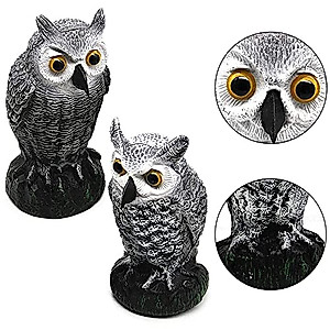 Hausse 2 Pack Bird Scarecrow Fake Horned Owl Decoy, Nature Enemy Pest Repellent, Halloween Decoration for Outdoor Garden Yard