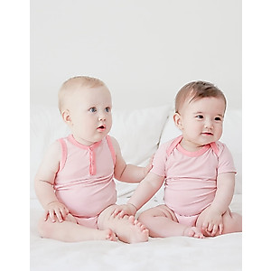 VAENAIT BABY 2-Pack Infant Toddler Summer Bodysuits Set Jelly Berrypink 3-6M