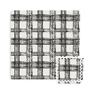 FloorPops FPF3751 Sawyer Plaid Interlocking Floor Tiles, Black