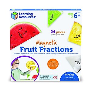 Learning Resources Magnetic Fruit Fractions, Number Learning for Kids Math, Montessori Math, Games for Kids, Educational Indoor Games, 24 Pieces, Age 6+