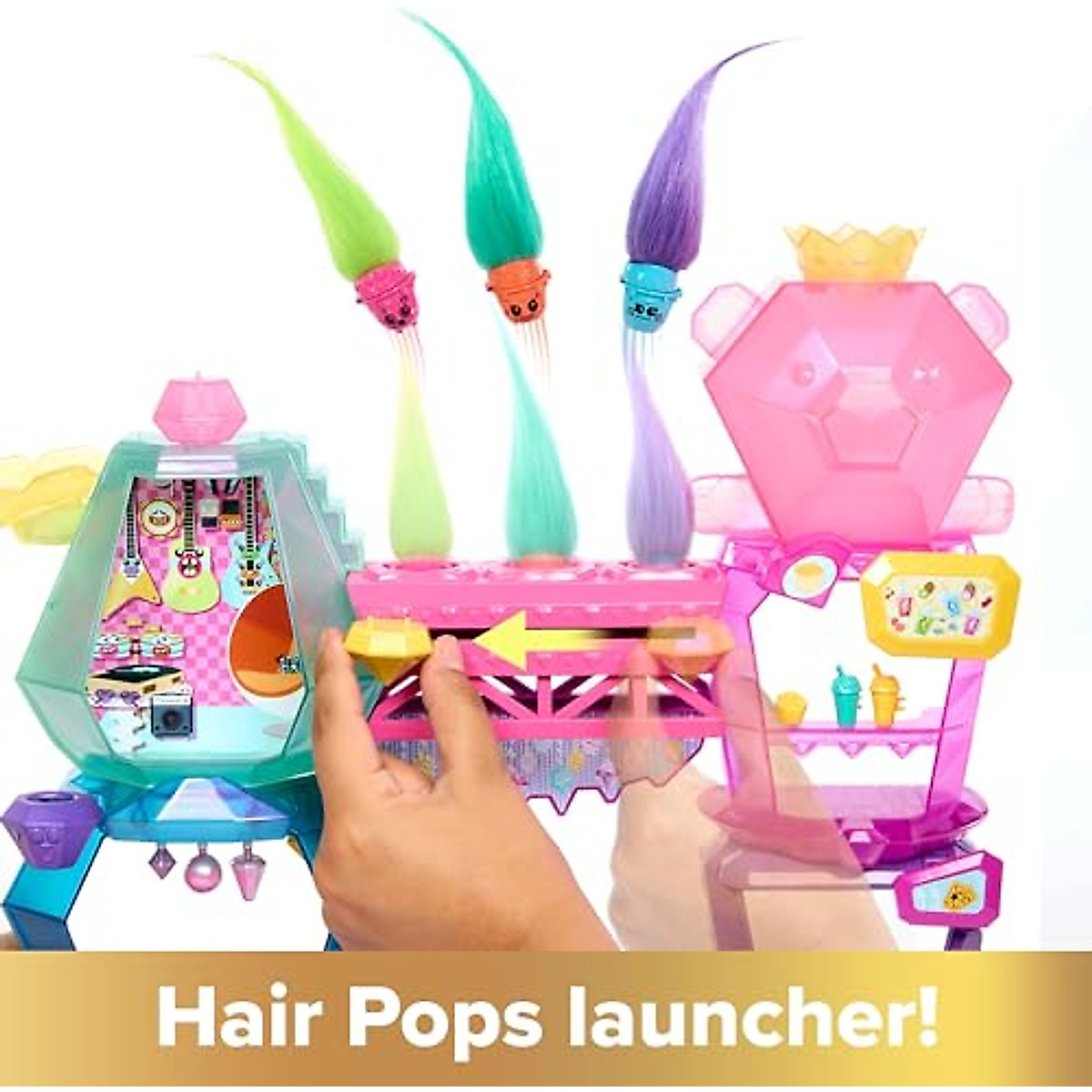 Mattel DreamWorks Trolls Band Together Toys, Mount Rageous Playset with Queen Poppy Small Doll & 25+ Accessories, 4 Hair Pops