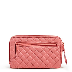 Vera Bradley Women's Cotton Turnlock Wallet With RFID Protection, Terra Cotta Rose - Recycled Cotton, One Size