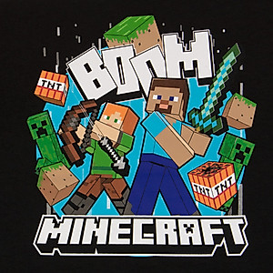 Minecraft Boys Creeper & Characters 3 Colors Short Sleeve T-Shirt Set, 3 Pack (Green/Grey/Black, Size 8)