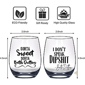 Agifteria TV Show Wine Glasses, Beth Dutton Merchandise, Sorta Sweet Sorta Beth Dutton, Funny Stemless Wine Glass 20 oz Set of 2. New Home Gifts Housewarming Gift Wine Bag Glass