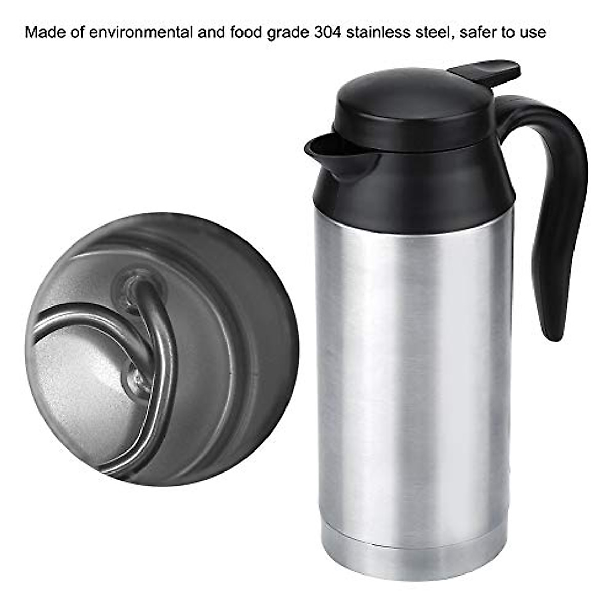 750ml Heated Travel Mug- Stainless Steel Car Water Heating Cup Car Cigarette Lighter DC12V Boiling Water Cup