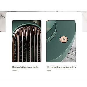 Juesi Mini Fan for Desk Bedroom, Personal Fan with 2 Blades Powerful for Cooling Office Room, Portable USB Rechargeable, Retro Vintage Tall Design, Low Noise Quiet (Green)