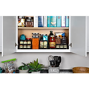 Pull Out Cabinet Organizer for Spices, Cans - Heavy Duty with Lifetime Limited Warranty- Pull Out Spice Rack- Cabinet Pull Out Shelf for Cans,Dishes, Etc, 4-1/2"W x 10-1/2"D x 2-3/4”H, Black