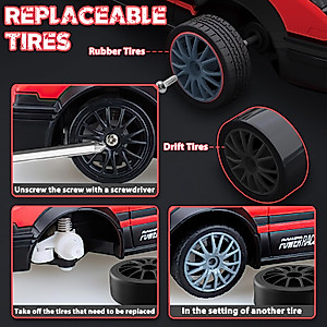 YUAN PLAN RC Drift Car, Mini RC Drift Car for Adults 1:24 Remote Control High Speed Race Drifting Cars, 2.4GHz 4WD Racing Hobby Toy Car with Headlight for Boys and Girls and Adults (Red)