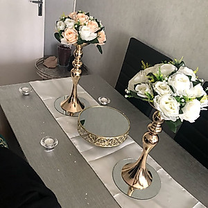 Mirror Trays for Table Wedding Centerpieces Decor Round 8 inch Set of 12 Acrylic Mirror Candle Trays Thickness 2mm