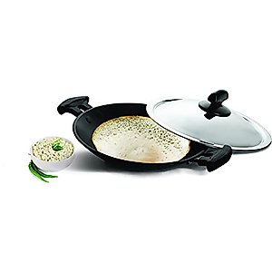 Pigeon Non Stick Appam Pan, 8" Appam Kadai with Stainless Steel Lid, Residue Free Appam Maker for Induction Cooker, Appa Chatty Breakfast Appam Pan Patra, Palappam Maker, Egg Hopper Pan for Omelettes