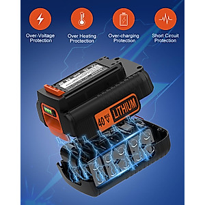 Bakipante 40V 3.0Ah Battery Replacement for Black and Decker 40 Volt Lithium Battery LBX2040 LBXR36 LBXR2036 LST540 LCS1240 LBX1540 LST136W for Black+Decker 40V Lithium Battery