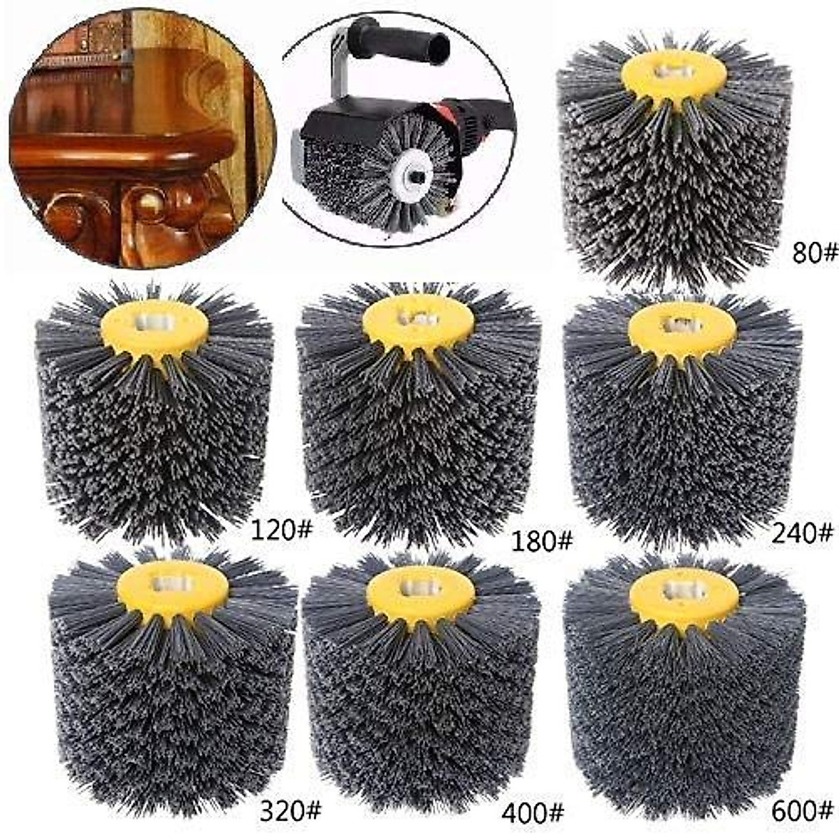 SIGNI Abrasive NYLON Wire Drawing Wheel Drum Burnishing Polishing Brush for wooden furniture floor polishing 120X100mm 120 Grit 1pack